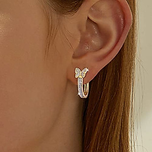 Richapex Women's Small Gold Butterfly Hoop Earrings, Hypoallergenic, Dainty, Lightweight, Easy to Wear