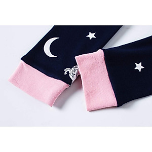 Girls Unicorn Pajamas Glow in the Dark Two Piece Long Sleeve Cotton PJs Toddler Girl Unicorn Shirt Kids Sleepwear 6t/6206