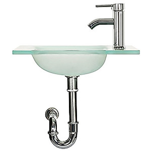 eclife Bathroom Vanity W/Sink Combo, 18.4” for Small Space MDF Modern Design Wall Mounted Vanity Set, Porcelain Ceramic Sink Top, Chrome Faucet (F-A15E01W)