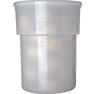 Carlisle FoodService Products Bain Marie Round Food Storage Container with Stackable Design for Catering, Kitchen, Restaurant, Plastic, 22 Quarts, White, (Pack of 6)