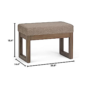 SIMPLIHOME Milltown 26 inch Wide Rectangle Ottoman Bench Fawn Brown Footstool, Linen Look Polyester Fabric for Living Room, Bedroom, Contemporary Modern
