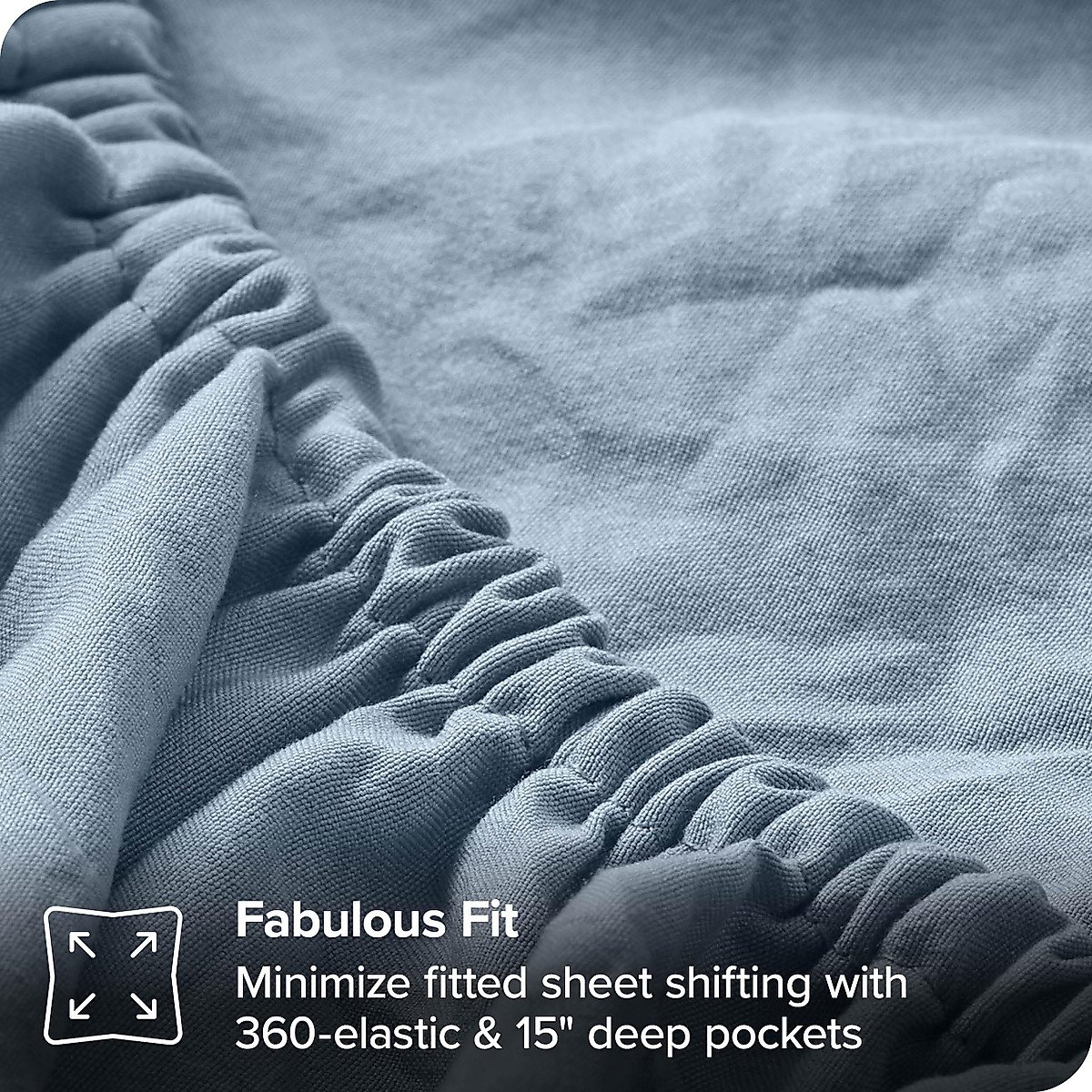 Bare Home Washed Full Sheet Set - Premium 1800 Ultra-Soft Microfiber Bed Sheets - Double Brushed - Hypoallergenic - Stain Resistant (Full, Washed Dusty Blue)