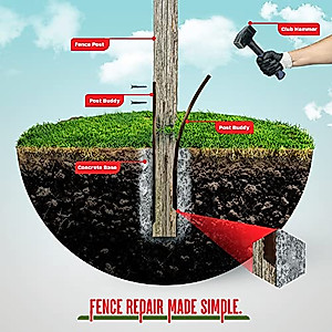 Post Buddy Pack of 4 Easy Fence Post Repair (to fix 2 Broken Wood Posts), Fast and Easy to Install, Highly Effective, Long-Lasting