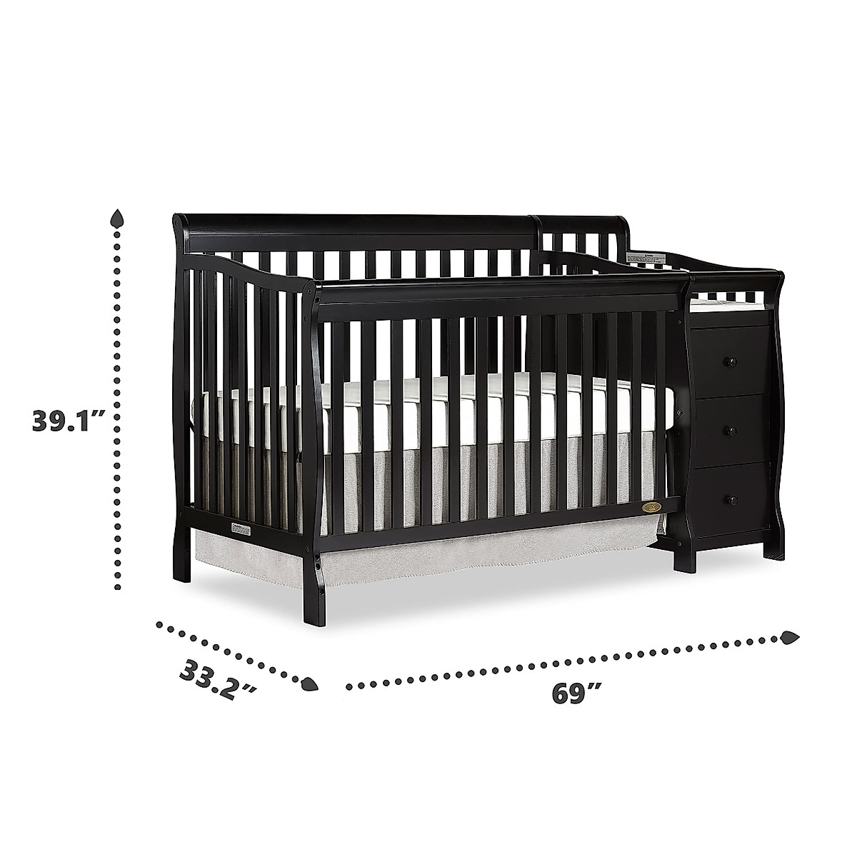 Dream On Me 5 in 1 Brody Convertible Crib with Changer