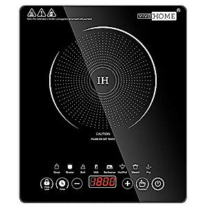 VIVOHOME 120V 1800W Electric Portable Induction Cooktop with 8 Preset Buttons, Sensor Touch Countertop Burner with 180-Min Countdown Timer and 0-24H Timing Start, 140-460℉ Temperature Adjustable