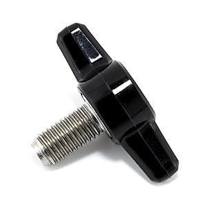 1/4"-28 x 1/2" Thumb Screw Stainless Steel - Black Tee Wing Plastic Knob - Fine Thread Thumbscrew - Length: 0.500" - Proudly Built in USA - Package of (4)