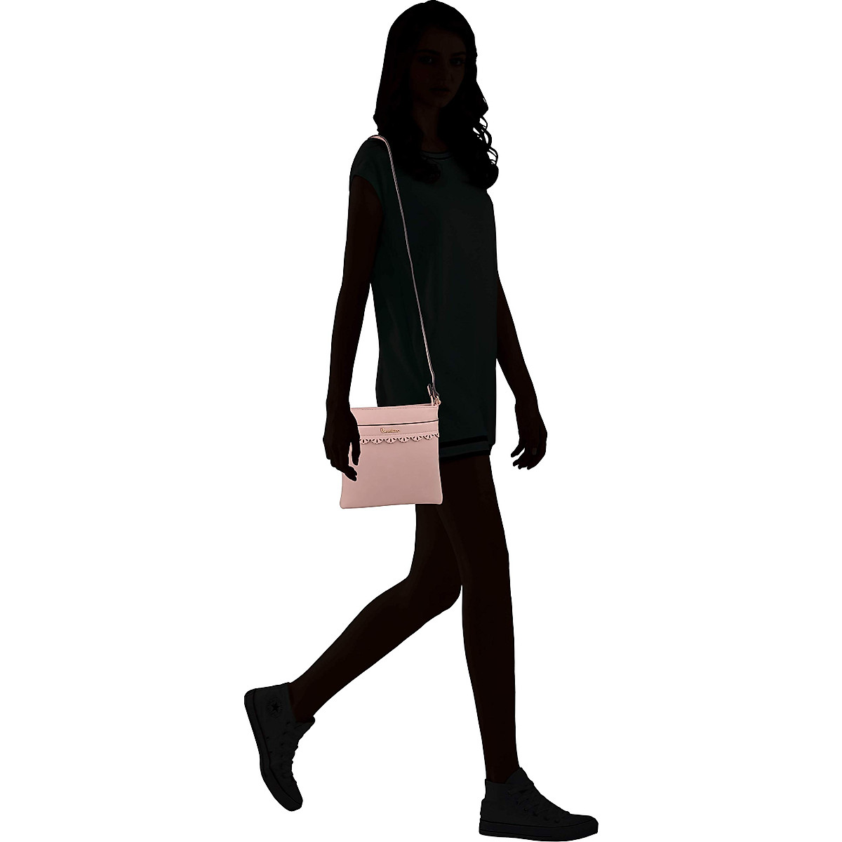 B BRENTANO Vegan Medium Crossbody Handbag Purse (Blue 1)