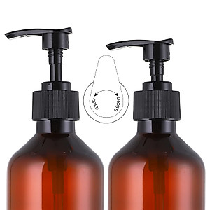 Jucoan 9 Pack Amber Soap Dispenser Empty Plastic Pump Bottles, 10oz Refillable Travel Soap Shampoo Dispenser Bottles for Hand Sanitizer Soap Cosmetic Lotion Body Wash Conditioner Bathroom Kitchen