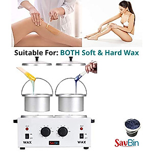 SAVBIN Professional Double Pot Wax Warmer 110V, 50-60Hz for Spa, Salon, and Personal Use