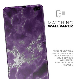 DesignSkinz Purple Marble & Digital Silver Foil V5 Protective Vinyl Decal Wrap Skin Cover Compatible with The Samsung Galaxy S20 (Screen Trim & Back Glass Skin)