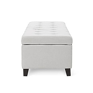 Christopher Knight Home Mission Fabric Storage Ottoman, Light Grey