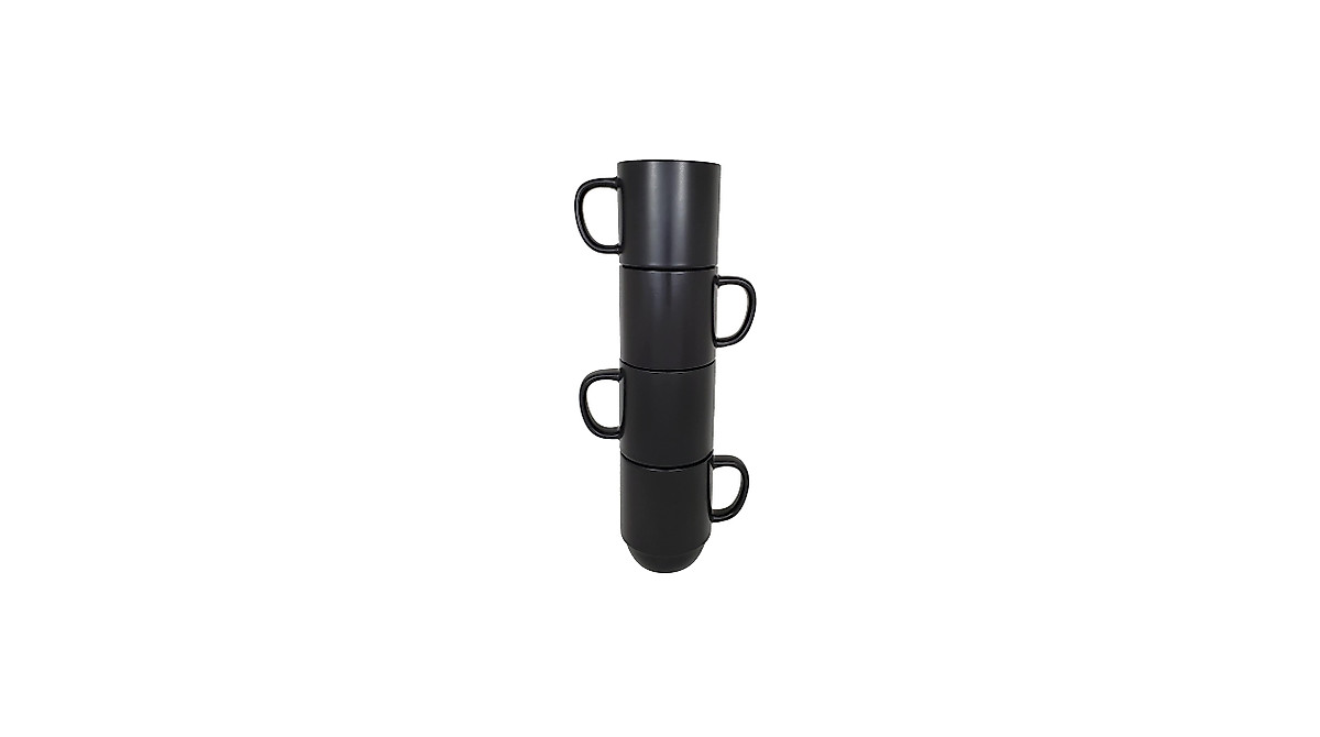 Stylish Stackable 14oz Ceramic Coffee Mugs - Set of 4