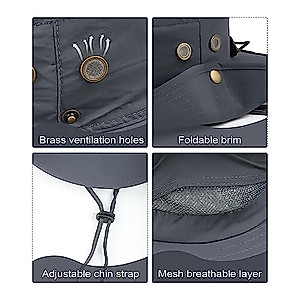 Zylioo 2XL Oversized Summer Boonie Hats,Adjustable Fishing Sun Hat for Big Heads,Large Lightweight Cooling Hat Dark Gray