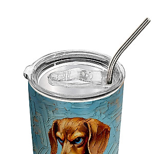 ORCAE 20oz Funny The Deadline Dachshund Tumbler, Gifts for Dachshunds Lovers, Friends, Colleagues Gifts, Stainless Steel Double Wall Vacuum Insulated Coffee Mug, Travel Cup with Lid - F