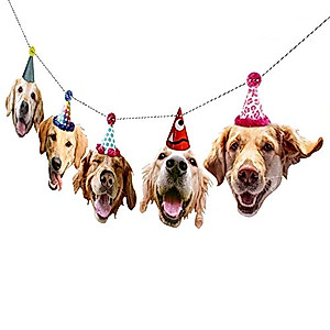 Golden Retriever Garland, dog birthday party banner decoration, Made in USA, Best Quality
