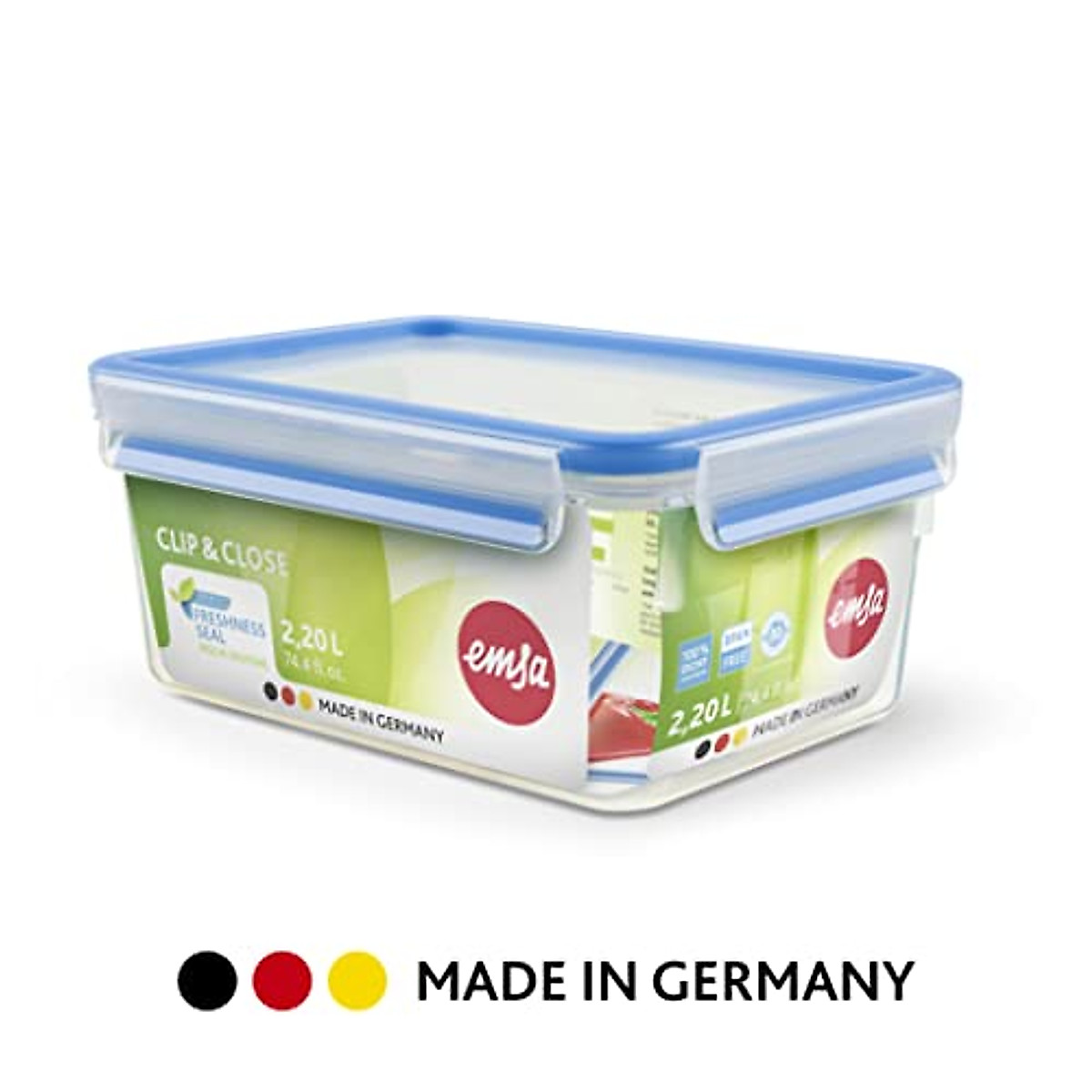 Emsa Clip and Close Storage Container, Rectangular, 125.1 Ounces