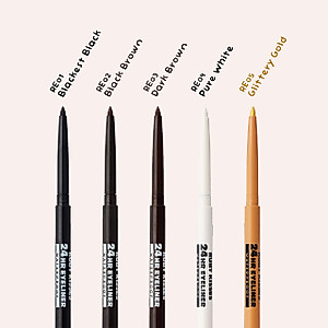 Ruby Kisses Waterproof Eyeliner, 24HR Waterproof Long-Lasting Mechanical Eyeliner Pencil with Built-in Sharpener, Smudgeproof 3 Pack (Dark Brown)
