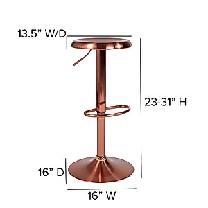 Flash Furniture Madrid Series Adjustable Height Retro Barstool in Rose Gold Finish
