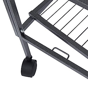 Kinpaw Large Flight Bird Cage - 70” Wrought Iron Bird House with Climbing Rope Bungee Birds Toy Rolling Stand Castors Feeding Bowl for Parrot Cockatiel Finch Pet Supplies Black…