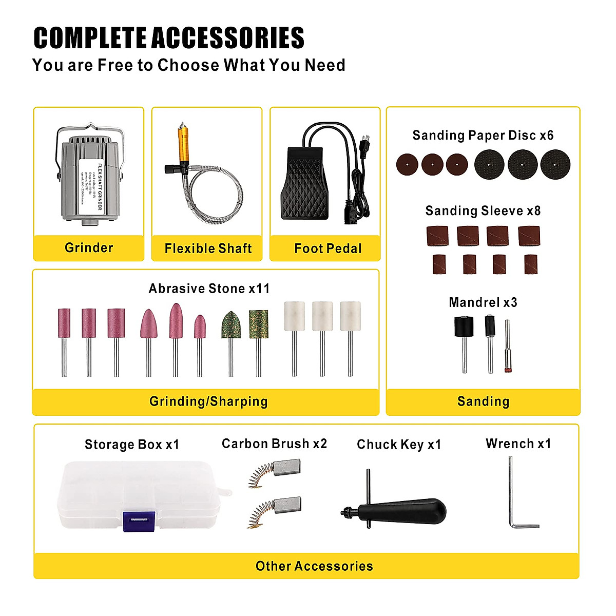 ATOLS 780W Flex Shaft Rotary Tool Electric Hanging Grinder Carver,Electric Multi-function Metalworking Tools Repair Kit,Foot Pedal Control,Metal Flexible Shaft,Suitable for Carving, Buffing, 23000 RPM