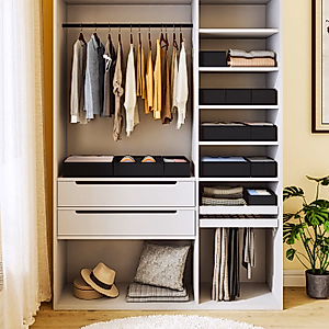 DIMJ Clothes Drawer Organizer, 12 Packs, Foldable Underwear Organizer for Baby Clothes, Tie, Bra, Sock (Black)