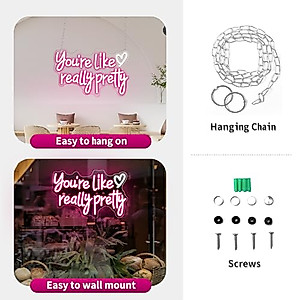Brochao You're Like Really Pretty Neon Sign LED Neon Light for Wall White Neon Signs for Bachelorette Party Birthday Engagement Party Wedding Decoration with Switch (16" x 11")