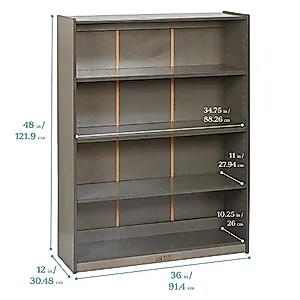 ECR4Kids Classic Bookcase, 48in, Adjustable Shelves, Grey Wash
