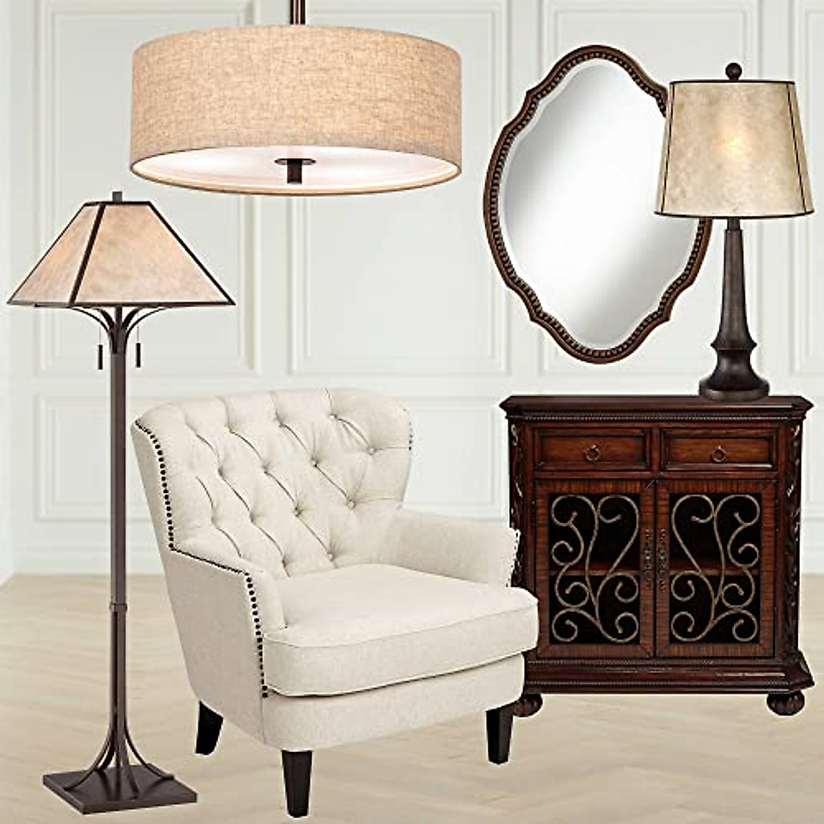 Franklin Iron Works Duarte Mission Rustic Farmhouse Style Standing Floor Lamp 61.75" Tall Oil Rubbed Bronze Metal Tapering Square Light Mica Shade Decor for Living Room Reading House Bedroom Home