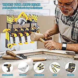 PLOSIF Power Tool Organizer, Ultra Heavy Duty Wall Mount Drill Holder 3 Layers Floating Shelves, Garage Shelving on Pegboard, Garage Organization and Storage Rack for Dad