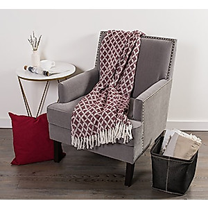 DII Modern Moroccan Lattice Woven Throw, 50 x 60, BlackBerry