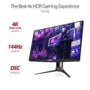 ASUS ROG Swift 32” 4K HDR Gaming Monitor - 144Hz DSC, UHD (3840 x 2160) PC Monitor, Mini-LED IPS with G-SYNC Ultimate, Local Dimming, Ideal for Desktop and Computer Monitor Black - - PG32UQX
