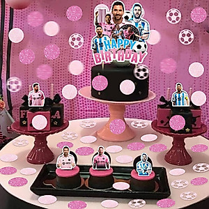 𝓜𝓮𝓼𝓼𝓲 𝓜𝓲𝓪𝓶𝓲 birthday party decoration supplies, 𝓜𝓮𝓼𝓼𝓲 𝓜𝓲𝓪𝓶𝓲 Soccer themed birthday party supplies include cupcake decoration, cake decoration, banners, balloons.