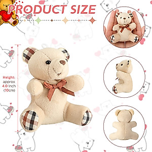 Skylety 16 Pcs Mini Plush Bear Bulk 4 Inch Bear Stuffed Animal Toy Doll Small Soft Bear Keychain for Birthday Baby Shower Wedding Party Favor Decor(Light Brown, Dark Brown, Pink, Beige,Cute)