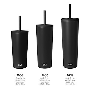 Simple Modern Insulated Tumbler with Lid and Straw | Iced Coffee Cup Reusable Stainless Steel Water Bottle Travel Mug | Spring Break Gifts For Her & Him | Classic Collection | 24oz | Midnight Black