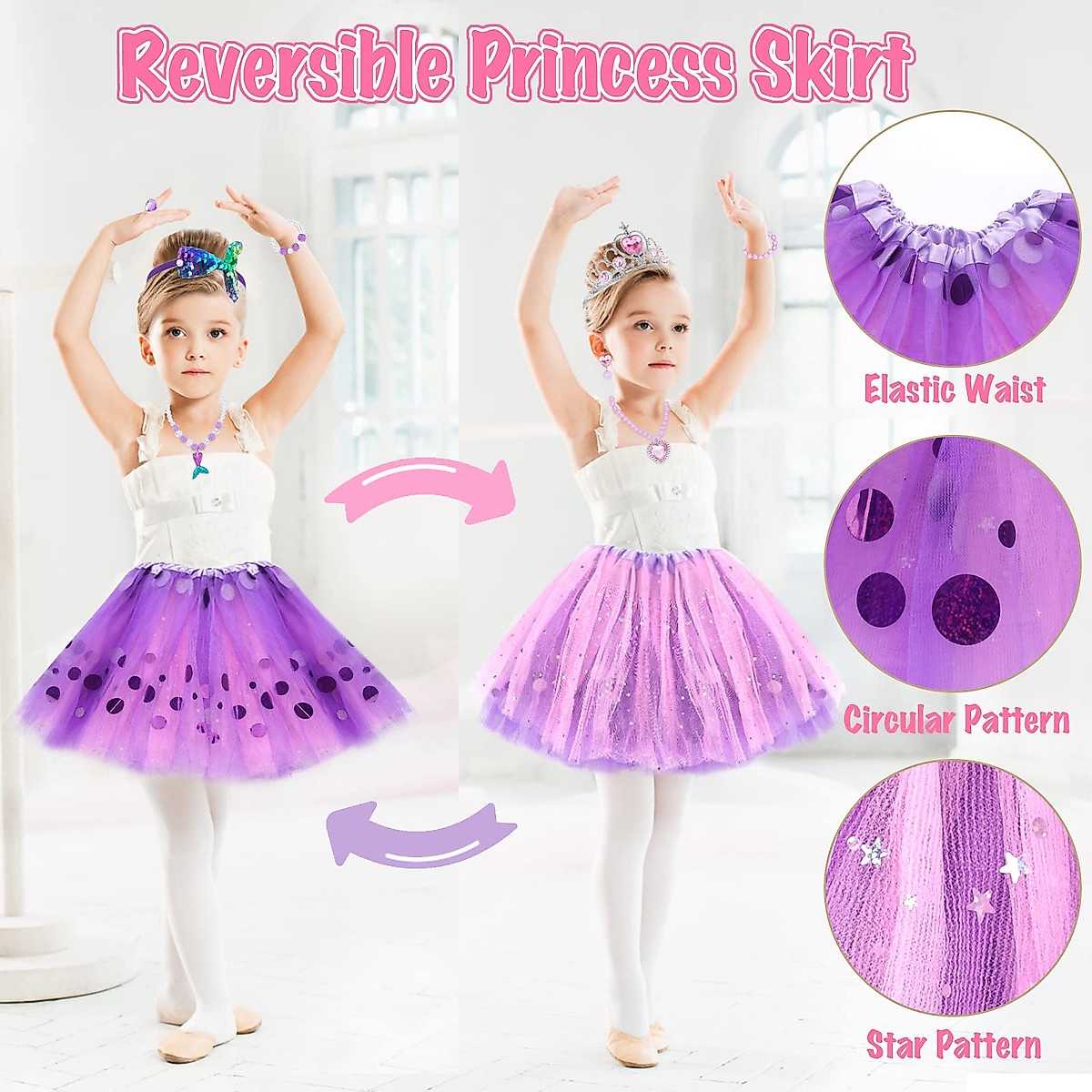 HUUIDY Princess Dress Up for Girls, Dress Up Clothes for Girls with Princess Shoes, Tutu, Cloak, Crown, Jewelry, Princess Toys for Girls Gifts 3,4,5,6 Year Old