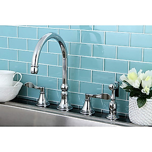 Kingston Brass KS2791DFLBS NuFrench Deck Mount Kitchen Faucet with Brass Sprayer, 8-Inch, Polished Chrome