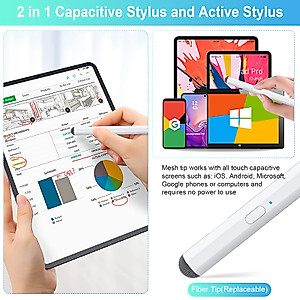 Stylus Pen with Palm Rejection Tilt Detection, Active Digital Pencil Compatible with Apple iPad 2018 and Later, iPad Pro 11&12.9 inch, iPad 6/7/8/9th, iPad Mini 5/6, iPad Air 3/4/5 Gen