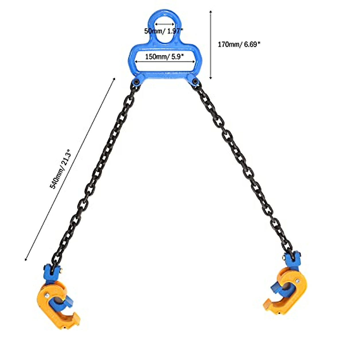 POWLAB Upgraded Chain Drum Lifter Load Capacity 1 Ton with Carbon Steel Lifting Chain and Widen Hook for Crane/Forklift Hoist Crane Metal/Plastic Barrel Lifting 55 Gallon Drums Double Lifting Chains