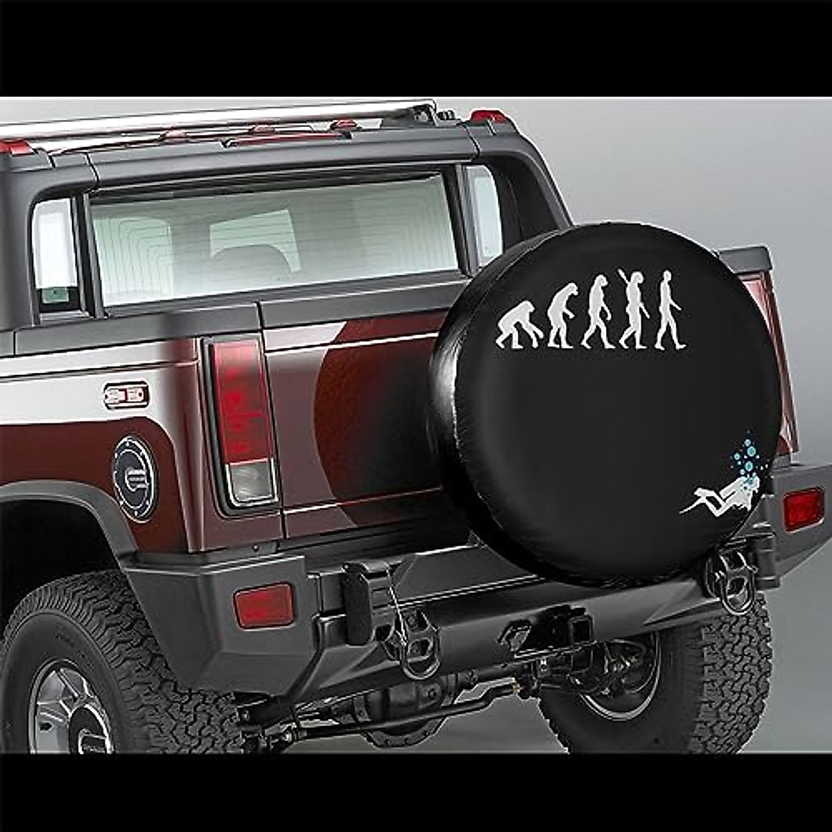 Evolution of Man Funny Scuba Divi Tire Cover Spare Tire Type Cover Wheel Protectors Weatherproof Vinyl Leather Fit Truck, Trailer Rv, SUV 17 Inch
