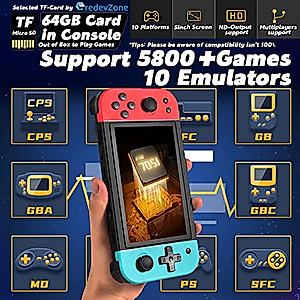 X51 Handheld Game Console 5.0 inch Pro Retro Games Consoles Classic Video Games Built-in Preinstalled Rechargeable Battery Portable Style Gaming Consoles 64GB Blue Red
