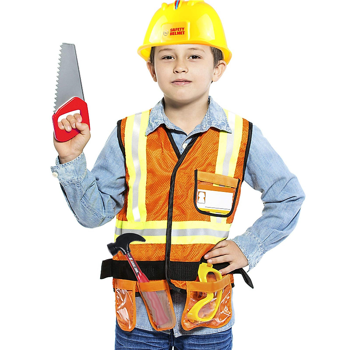 Construction Worker Costume Kids Role Play Dress up Set for 3 4 5 6 Years Toddlers Girls Boys Toys