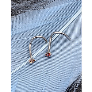 Boernfnso 18G Nose Rings for Women Surgical Steel Nose Rings Hoops Nose Piercing Jewelry,Screw Nose Rings, Corkscrew Nose Ring Studs,Opal Nose Ring CZ Screw Nose Studs，Cute Nose Rings,Silver