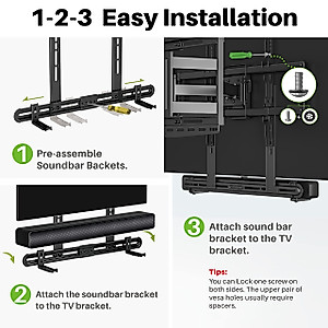 USX MOUNT Universal Soundbar Mount, Sound Bar TV Bracket for Soundbar with Speaker, Fits 2 Installation Options, Removable No-Slip Base Holder Extends 3.46”-6.06”