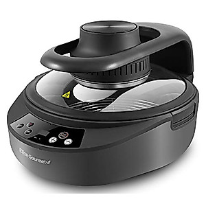 Elite Gourmet EAF4700 Digital 5Qt Air Fryer, Sears, Bakes, Roasts, Top & Bottom Heating Oil-Less Healthy Cooker, Temp/Timer Settings, PFOA-Free, Includes Recipes, Black