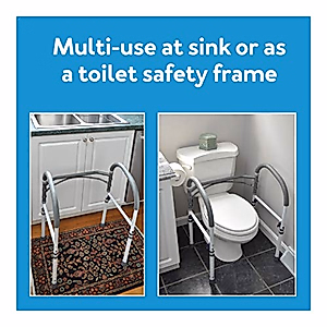 Carex Toilet Safety Rails - Toilet Handles for Elderly and Handicap Toilet Safety Rails, Toilet Safety Frame, Toilet Rails for Elderly and Toilet Bars for Elderly and Disabled