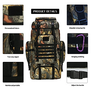WintMing 70L Camping Hiking Backpack Molle Rucksack Waterproof Traveling Daypack (70L-CamoTabby)
