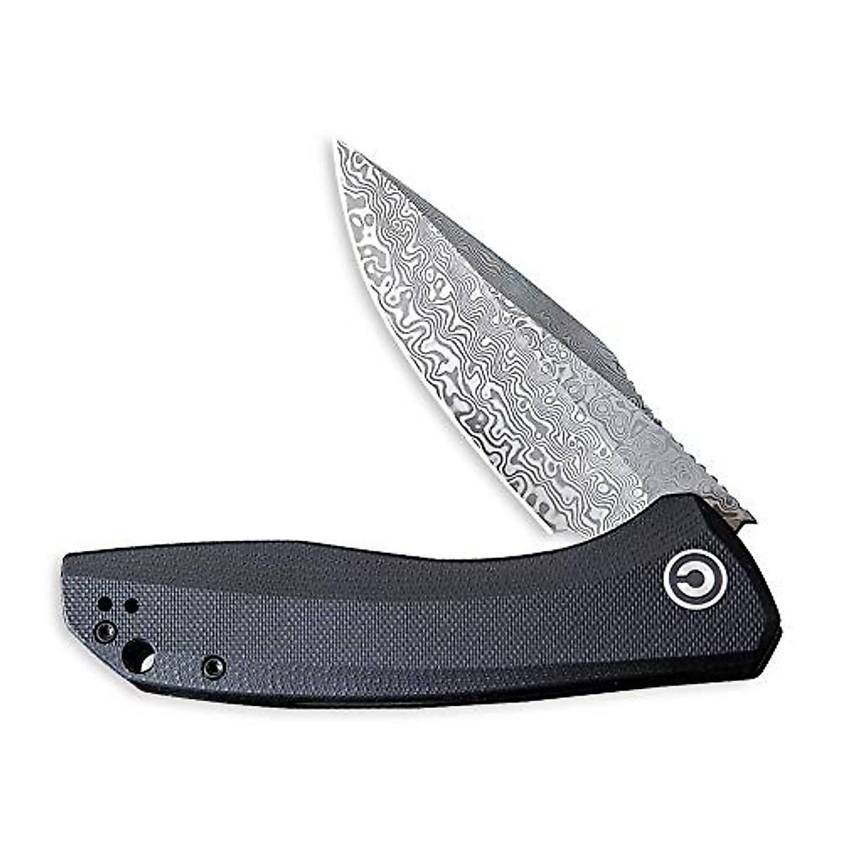 CIVIVI Knives Flipper Folding Knife Baklash with 3.5" Damascus Drop Point Blade and Black G10 Handles for EDC, Outdoor and DIY Activities C801DS