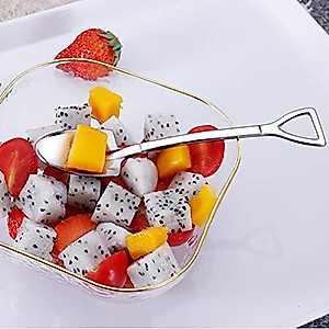10 Pack Dessert Spoon 6 inch Shovel Shape Stainless Steel Spoons Ice Cream Fruit Spoon for Home Kitchen or Restaurant