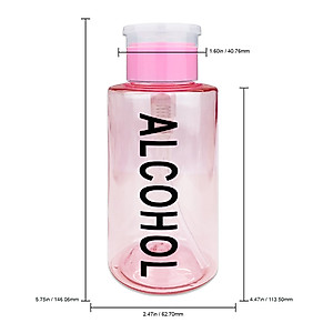 10oz Push Down Pump Dispenser Flip Top Cap Refillable Empty Bottle - Pinl with Word Imprint - Lockable Travel Cosmetic Packaging Empty Bottle for Nail Polish Manicure