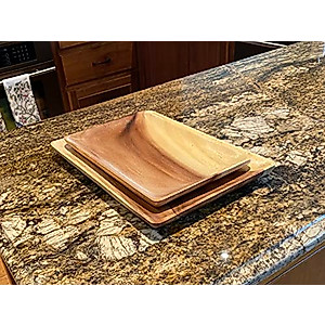Wrightmart Wooden Trays, Set of 2, Decorative Rustic Food, Fruit, and Snack, Charcuterie-Appetizer Servers – Perfect Kitchen, Ottoman or Coffee Table Trays, Made from Acacia Wood